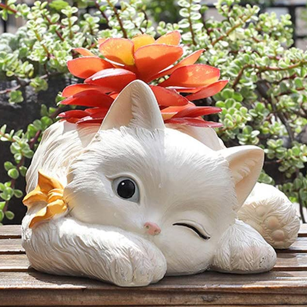 Hemore Pot de fleur en forme de chat Pot de dessin animé en forme d ...